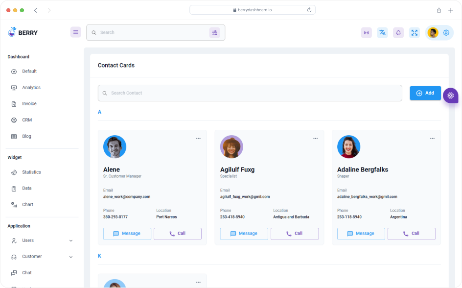 Berry - React Material Admin Dashboard Template