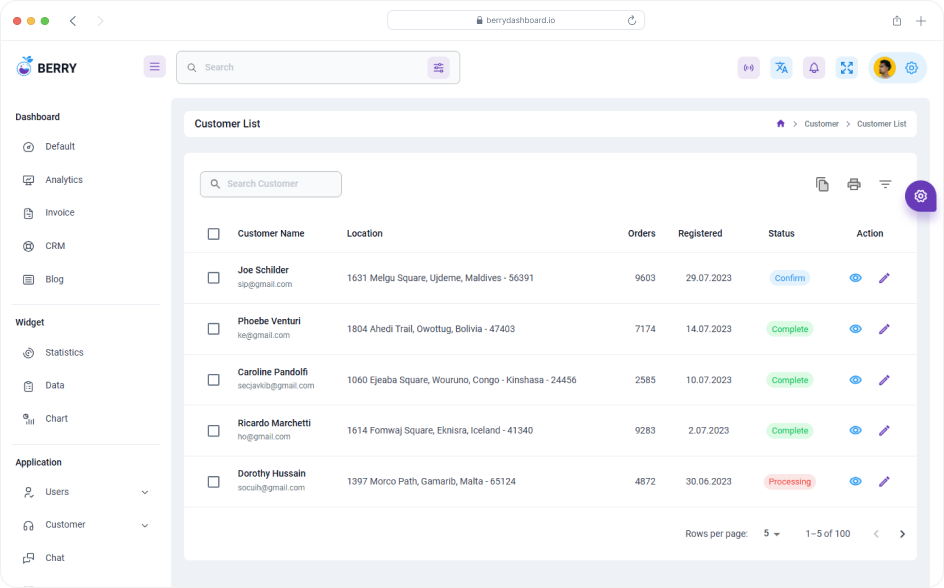 Berry - React Material Admin Dashboard Template