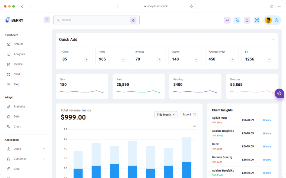 Berry - React Material Admin Dashboard Template