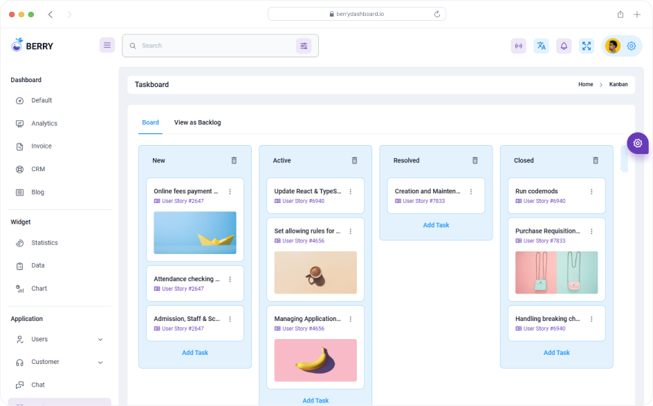 Berry - React Material Admin Dashboard Template